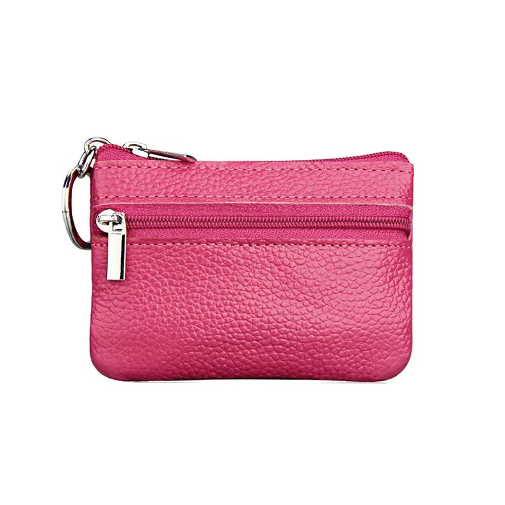 KEYRING COIN PURSE 2 ZIP LEATHER CERISE PINK – NIKKI'S The Gift Shop