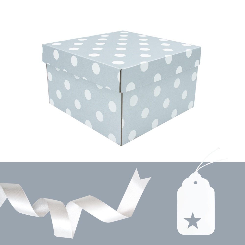 SQUARE GIFT BOX & TAG SILVER GREY DOT – NIKKI'S The Gift Shop