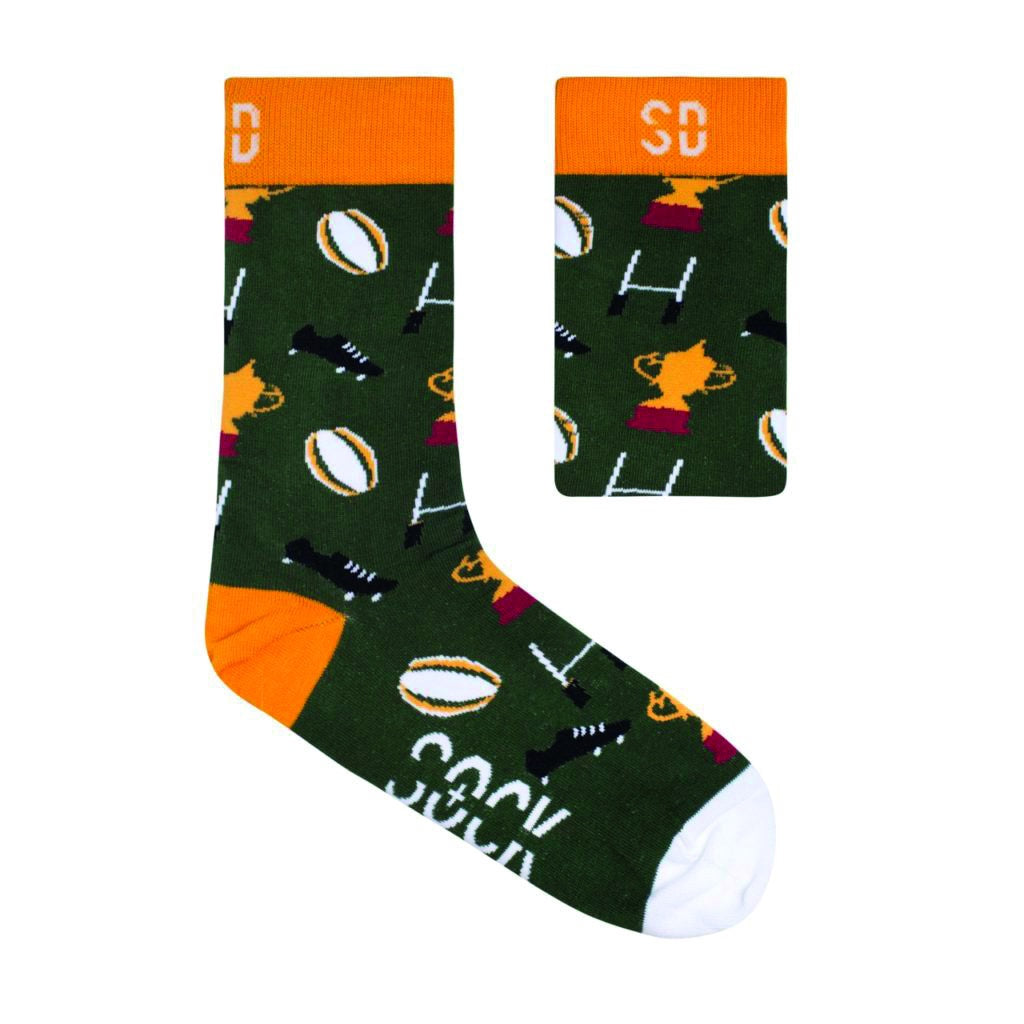 SOCKS COTTON GREEN RUGBY – NIKKI'S The Gift Shop